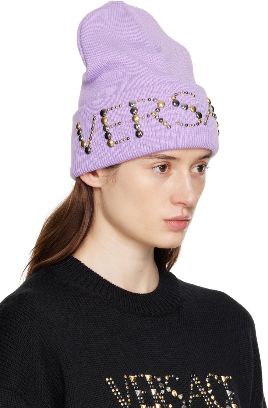 Versace Purple Logo Beanie Versace