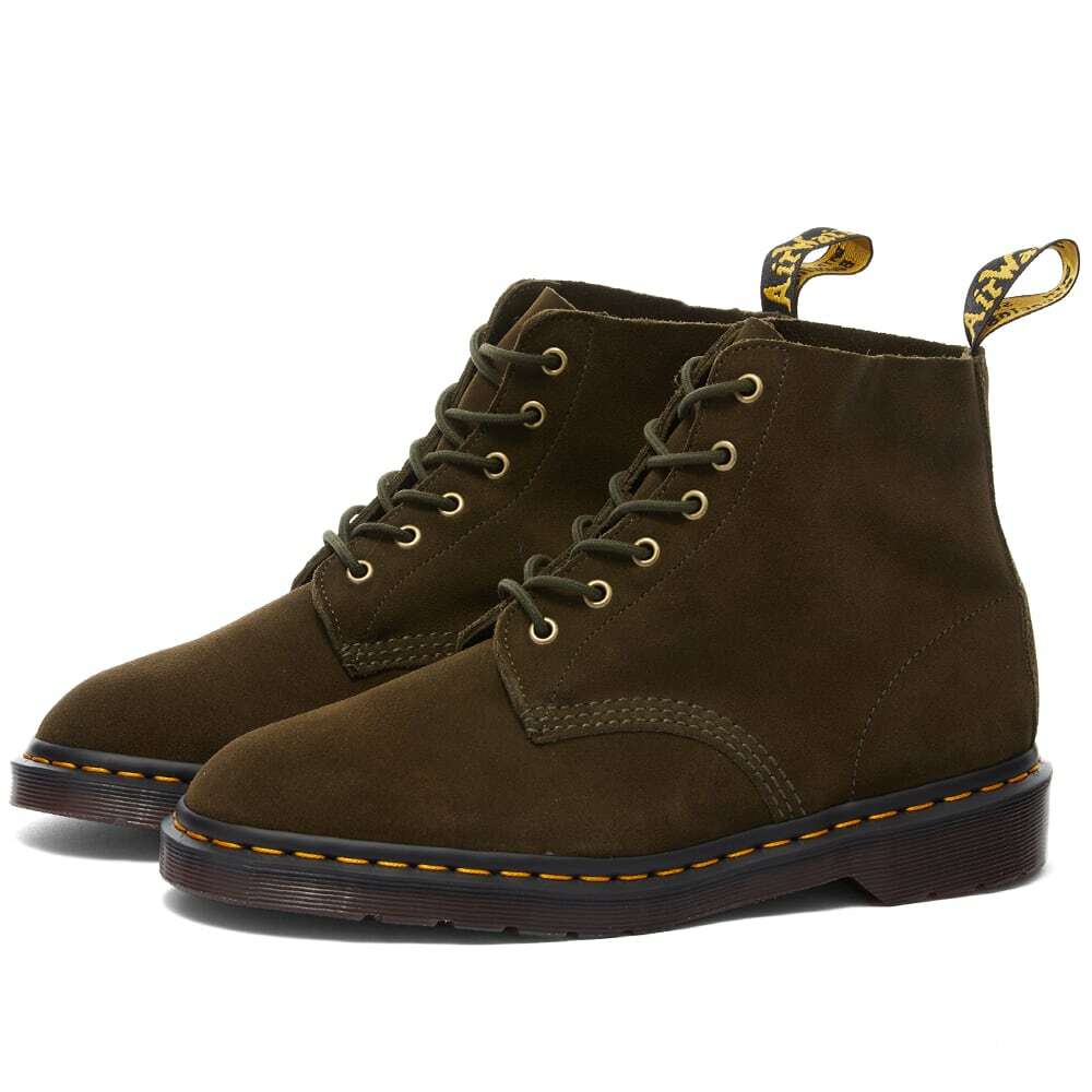 Dr. Martens Men's 101 6-Eye Boot in Olive Repello Calf Suede Dr. Martens