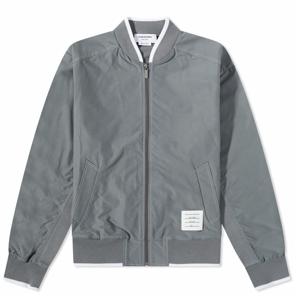 Thom Browne Men's Ripstop Bomber Jacket in Med Grey Thom Browne