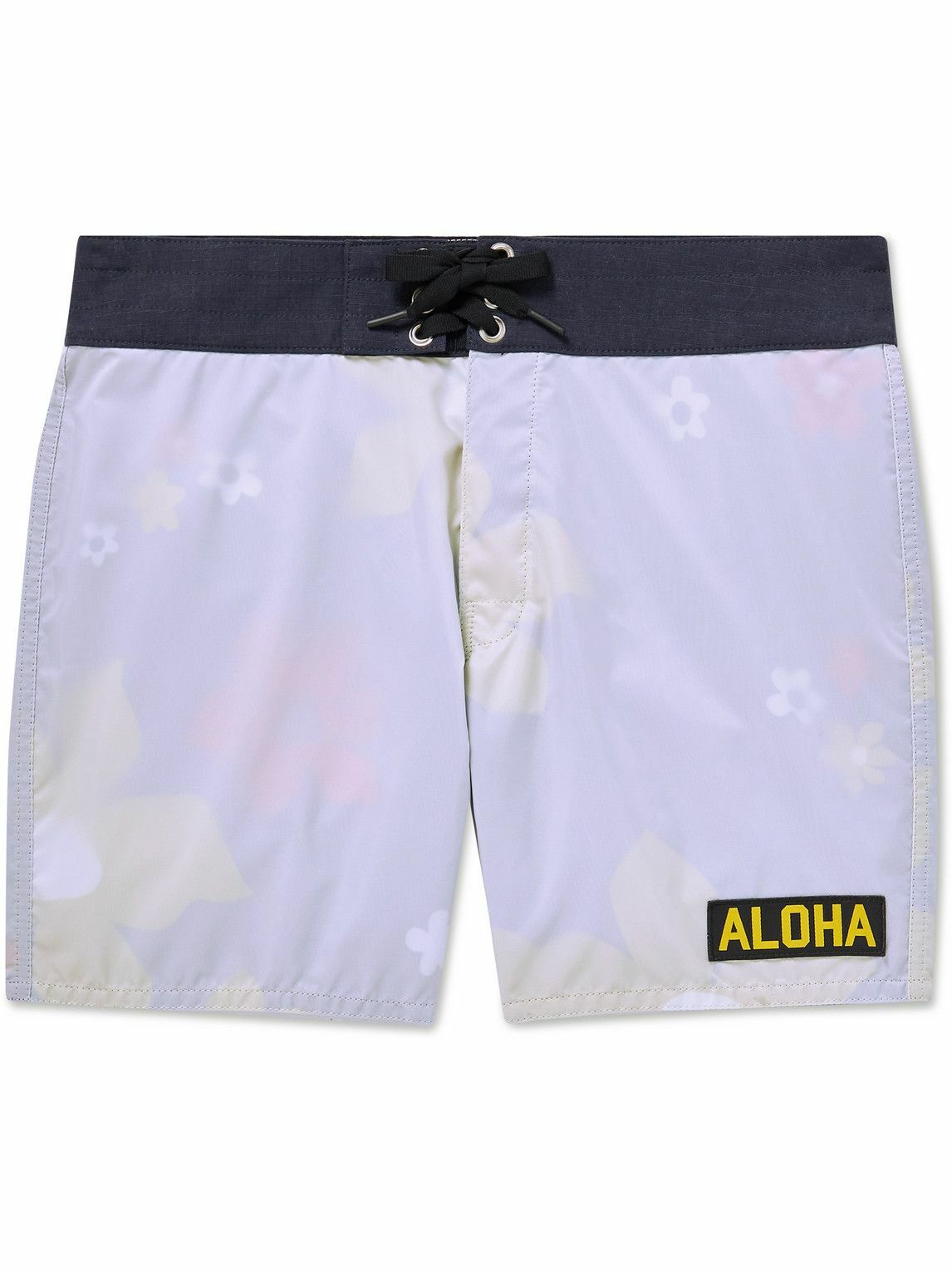 Birdwell - Straight-Leg Mid-Length Chambray-Trimmed Swim Shorts ...