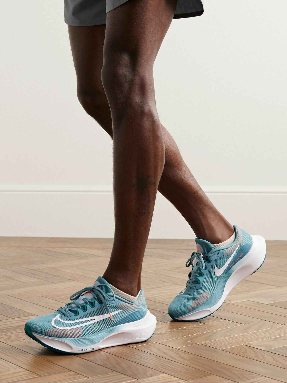 Nike Running - Zoom Fly 5 Rubber-Trimmed Mesh Sneakers - Blue Nike Running
