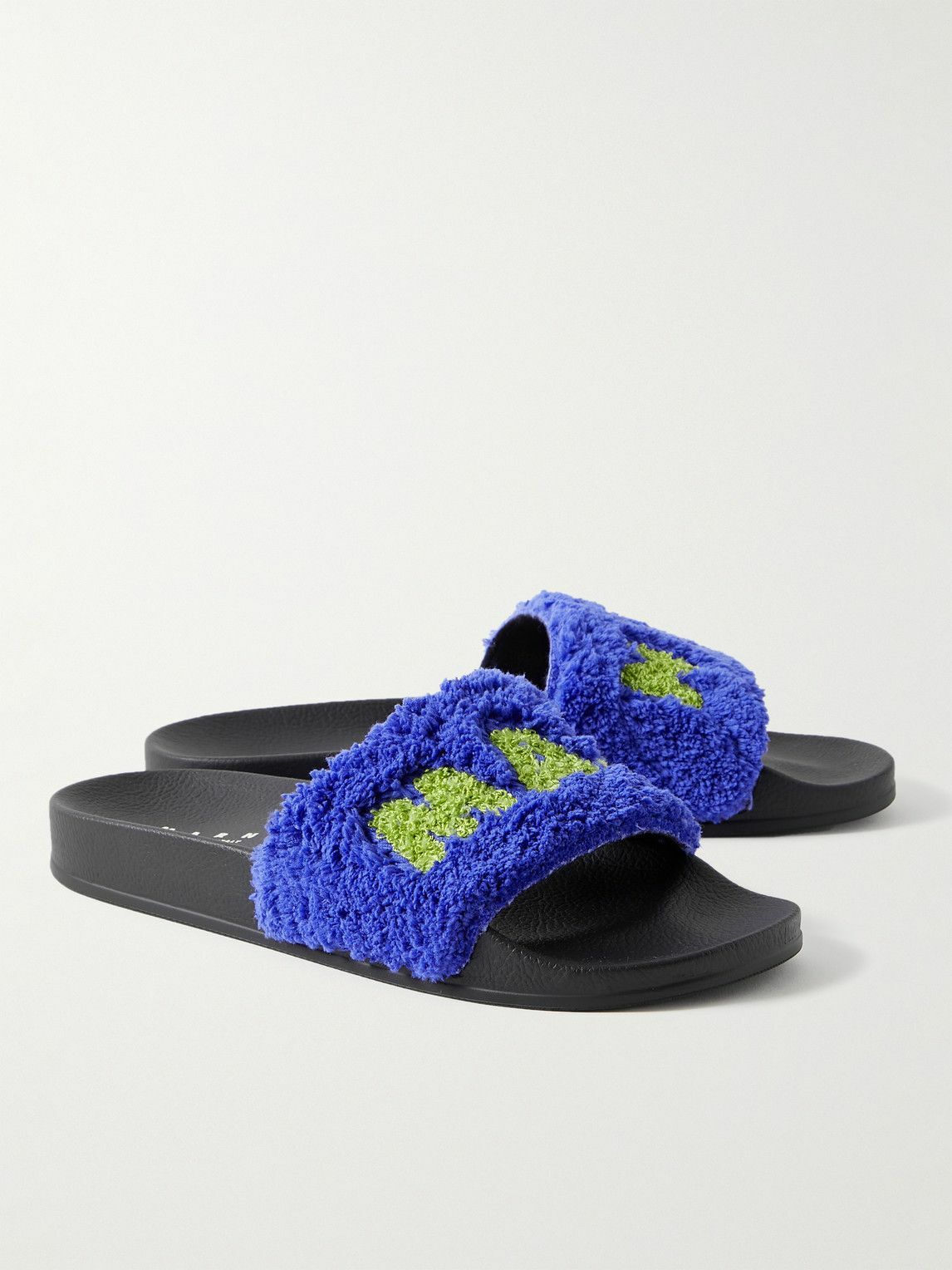 Marni - Logo-Detailed Terry Slides - Blue Marni