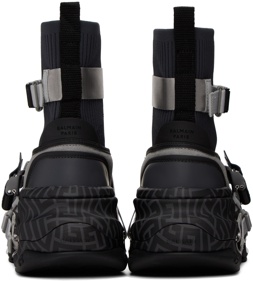 Balmain Gray B-Bold High-Top Sneakers Balmain