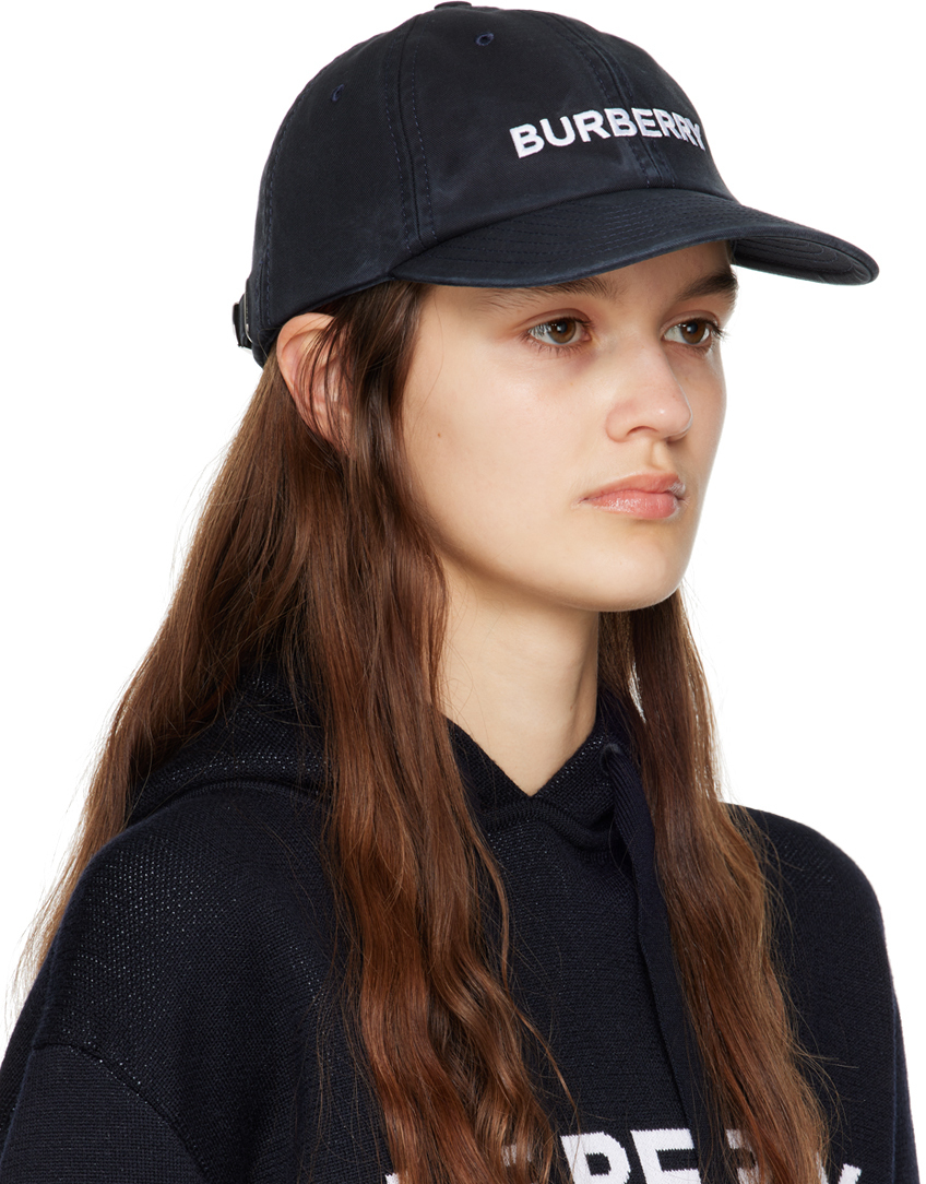 Burberry Navy Embroidered Cap Burberry