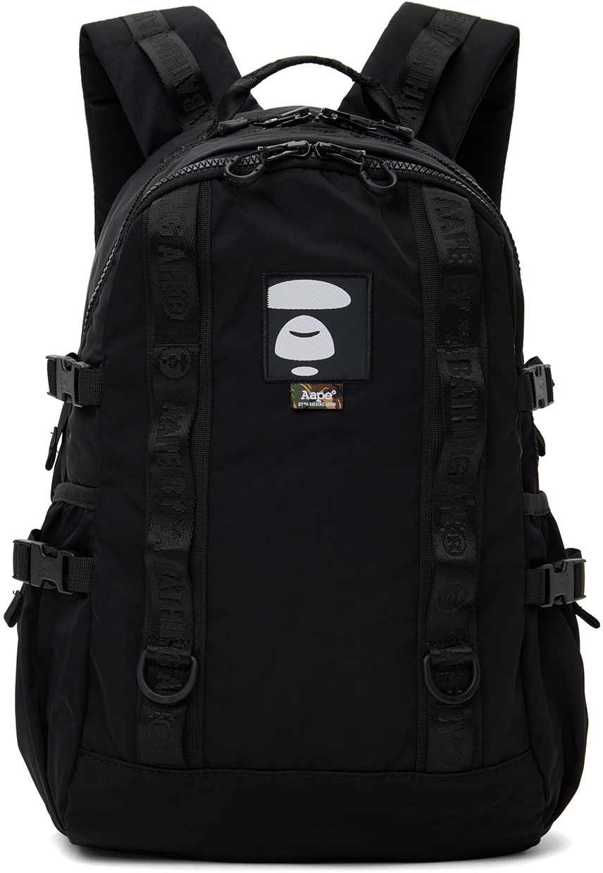 AAPE by A Bathing Ape Black Canvas Backpack AAPE by A Bathing Ape