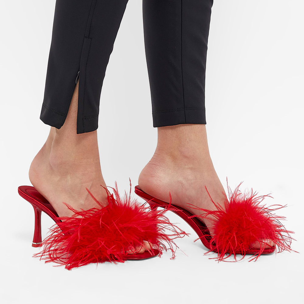 Alexander Wang Women's Lulu 85 Feather Mule in Salsa Red Alexander Wang