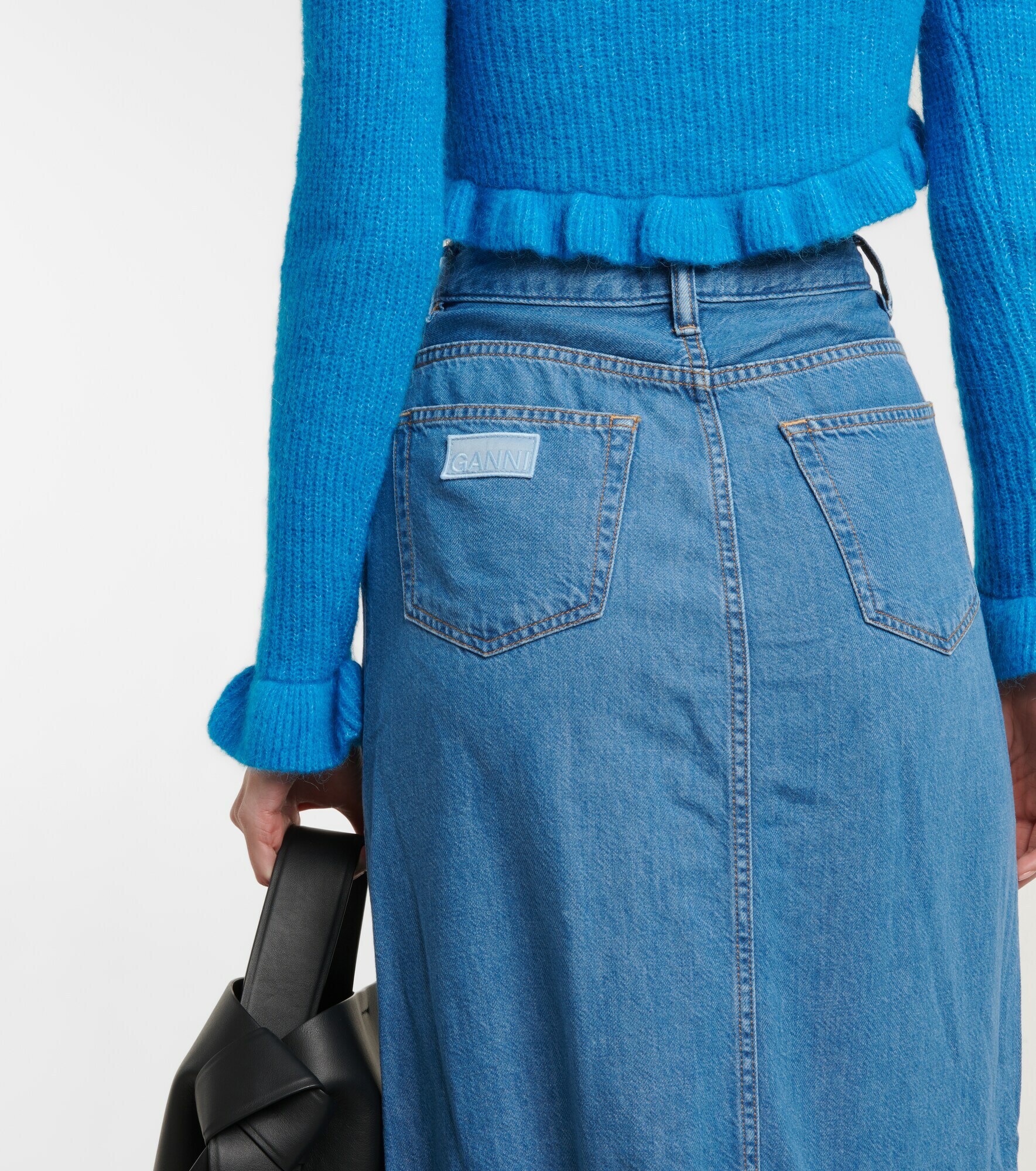 Ganni - High-rise denim maxi skirt GANNI