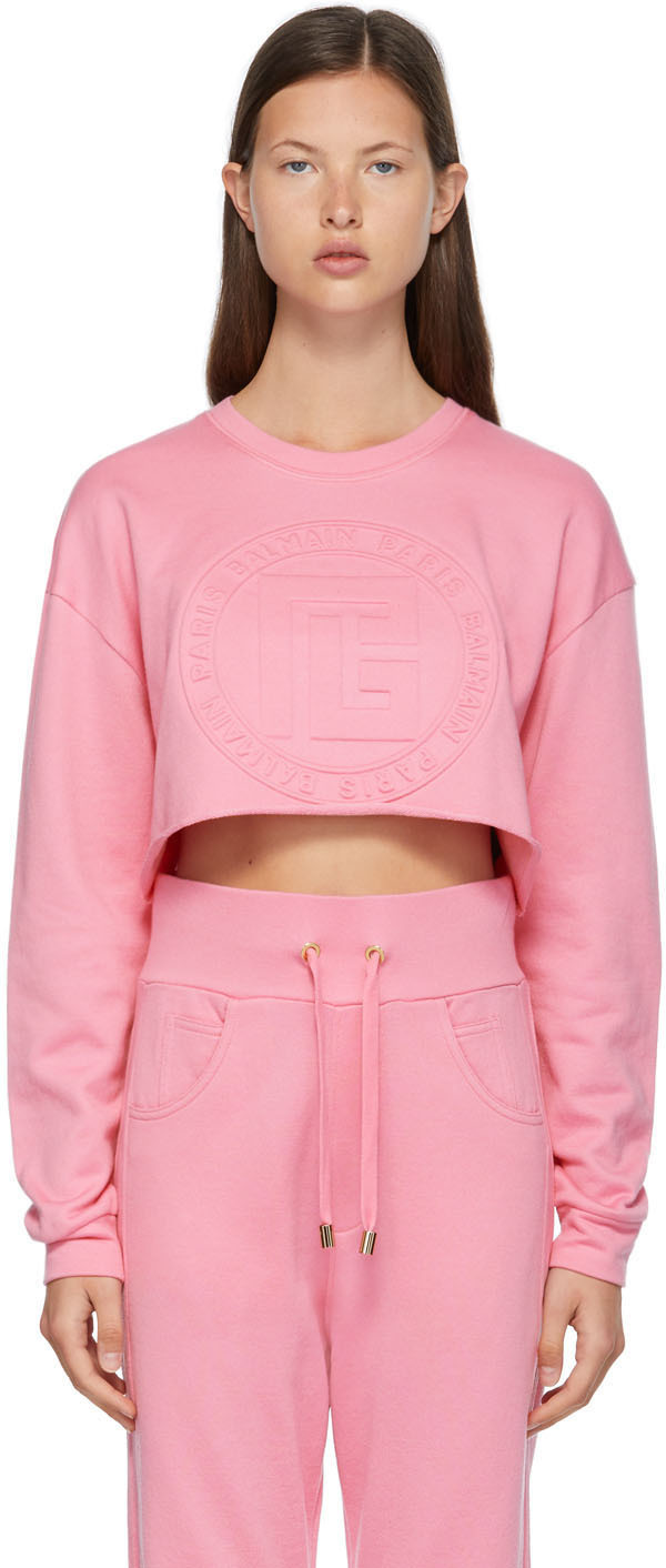 Balmain Pink Embossed Logo Sweatshirt Balmain