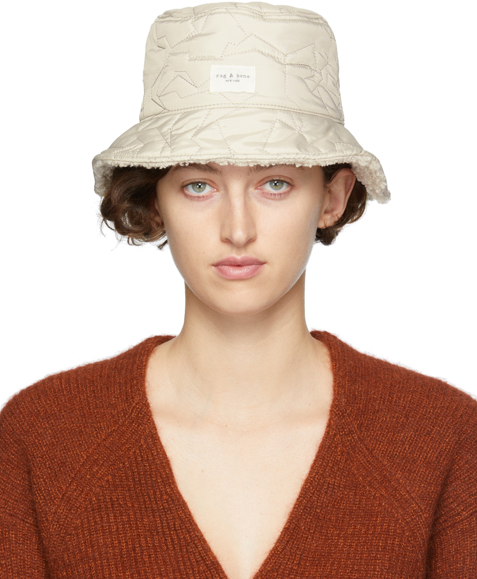 rag & bone Reversible Beige Addison Bucket Hat Rag and Bone