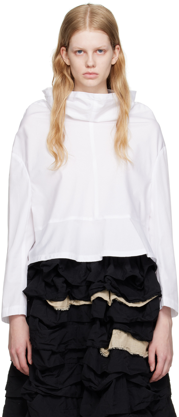 Comme des Garçons Comme des Garçons White Funnel Neck Blouse Comme des ...
