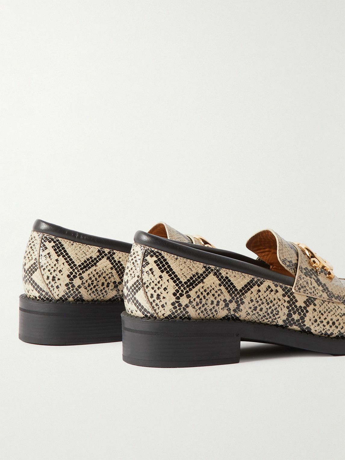 GUCCI - Logo-Embellished Croc-Effect Leather Loafers - Neutrals Gucci
