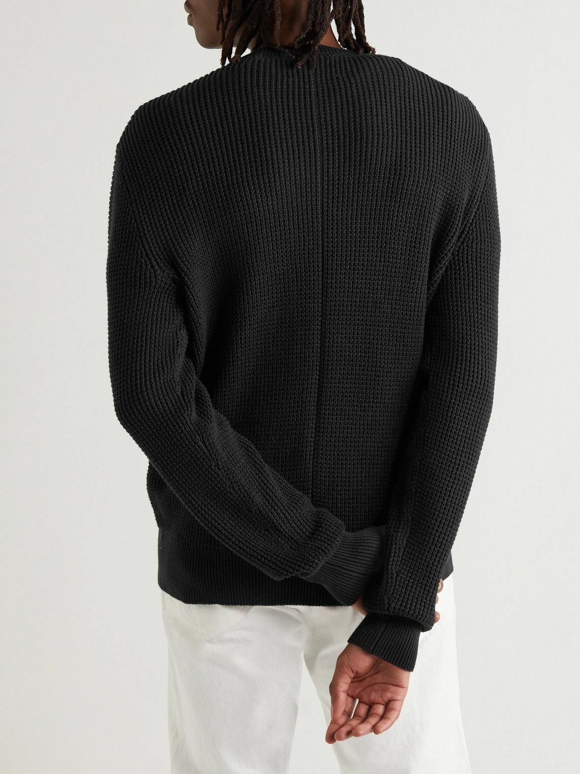 Rag & Bone - ICONS Dexter Waffle-Knit Cotton Sweater - Black Rag and Bone