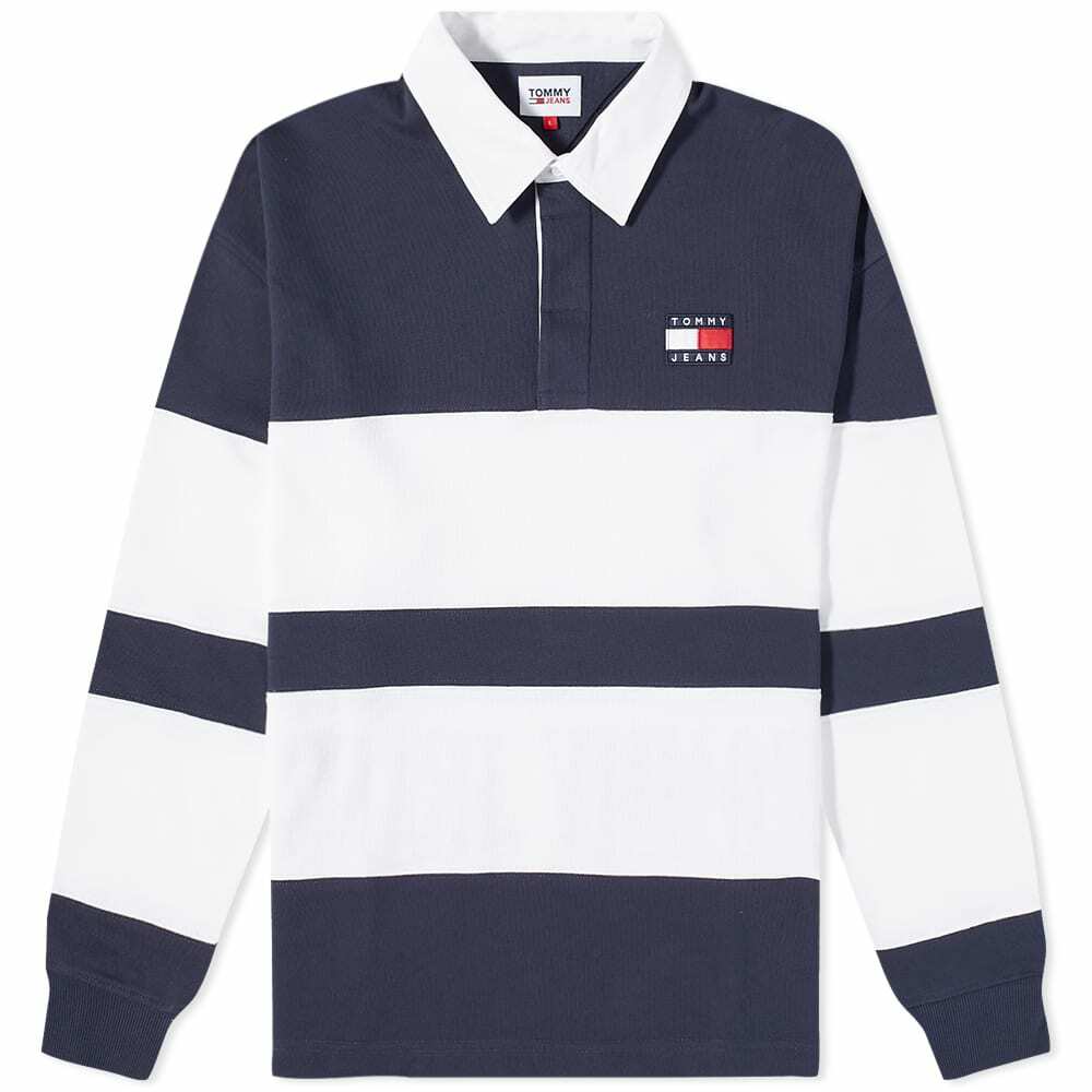 Tommy Jeans Men's Skater Archive Block Rugby Shirt in Sand Tommy Jeans