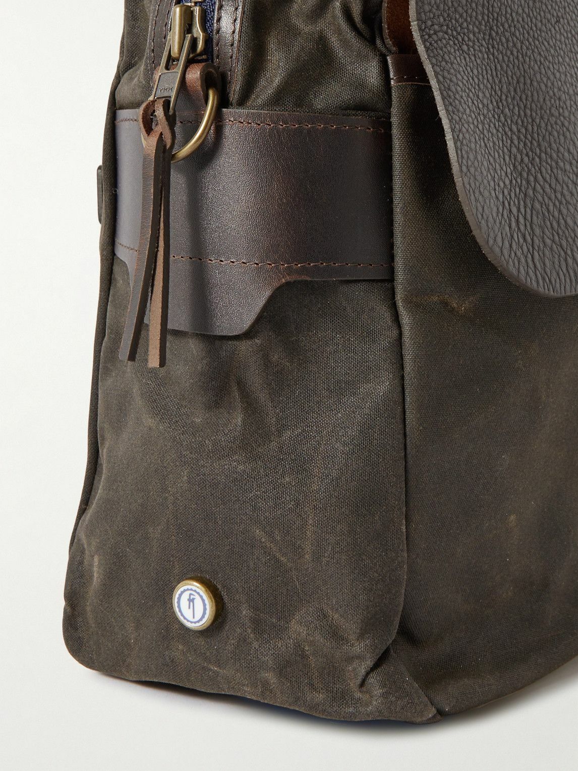 Bleu de Chauffe - Zeppo Full-Grain Leather and Waxed Cotton-Canvas ...