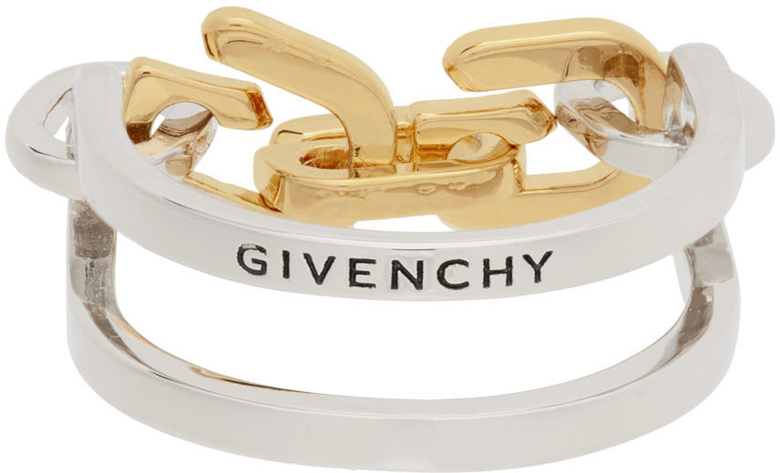 Givenchy Silver & Gold 'G' Link Mixed Ring Givenchy
