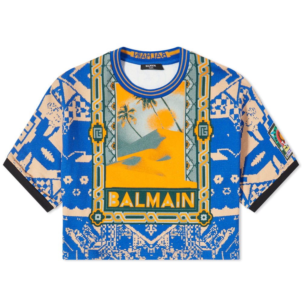 Balmain All Over Printed Cropped Tee Balmain