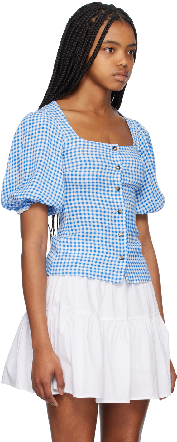 GANNI Blue Gingham Blouse GANNI