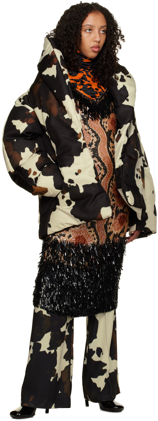 Dries Van Noten Off-White Cow Print Down Jacket Dries Van Noten