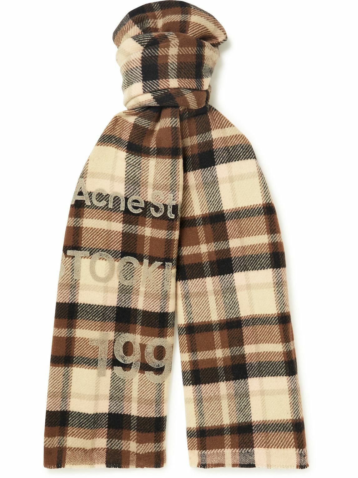 Acne Studios - Logo-Print Checked Wool Scarf Acne Studios