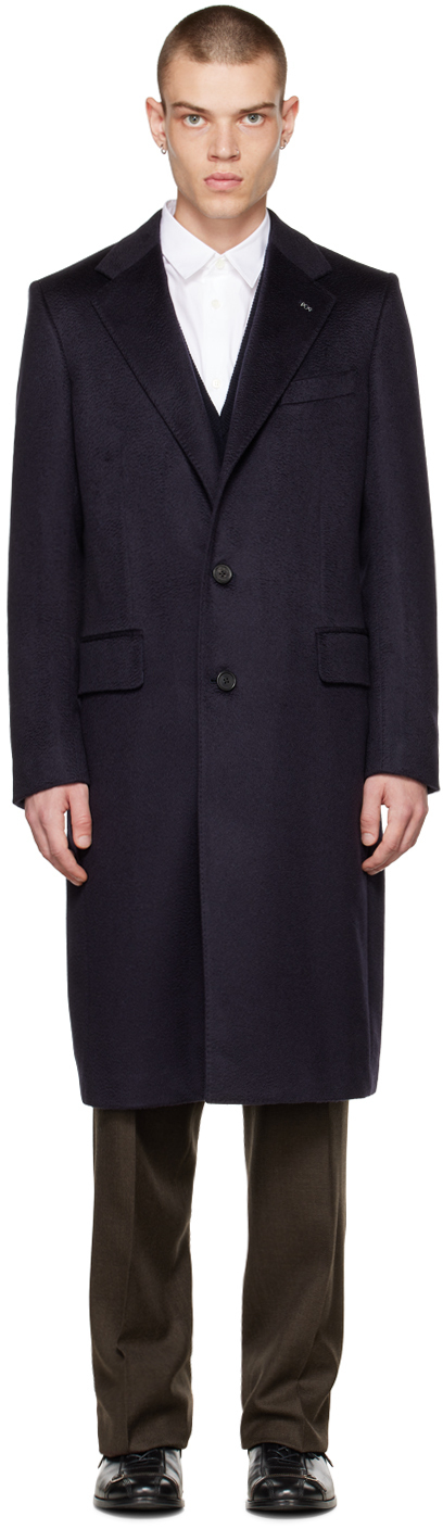 Husbands Navy Button Up Coat Husbands