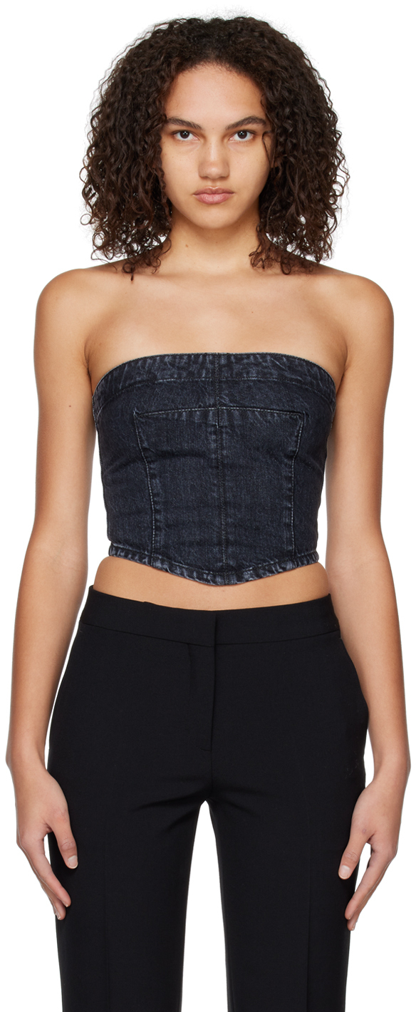 Stella McCartney Navy Washed Denim Bustier Stella McCartney
