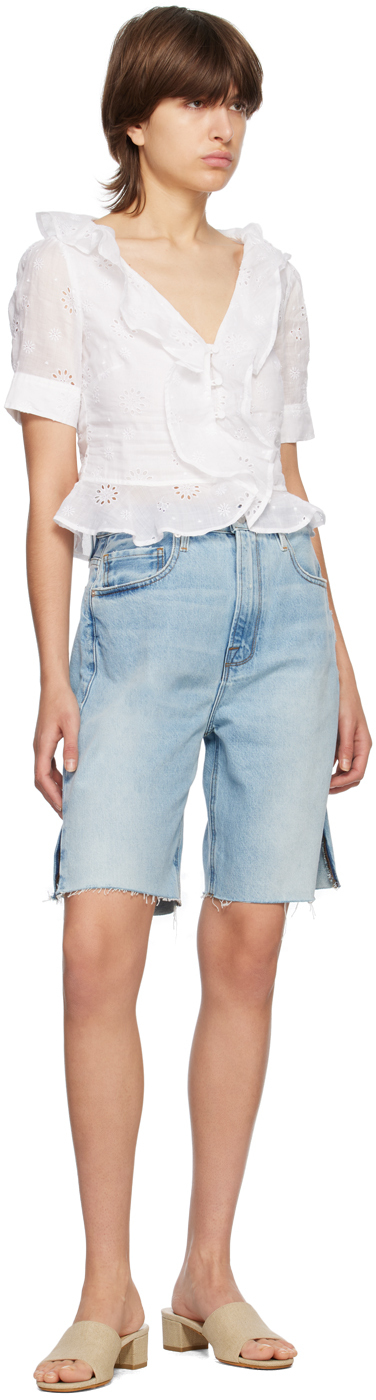 FRAME White Broderie Anglaise Blouse Frame Denim