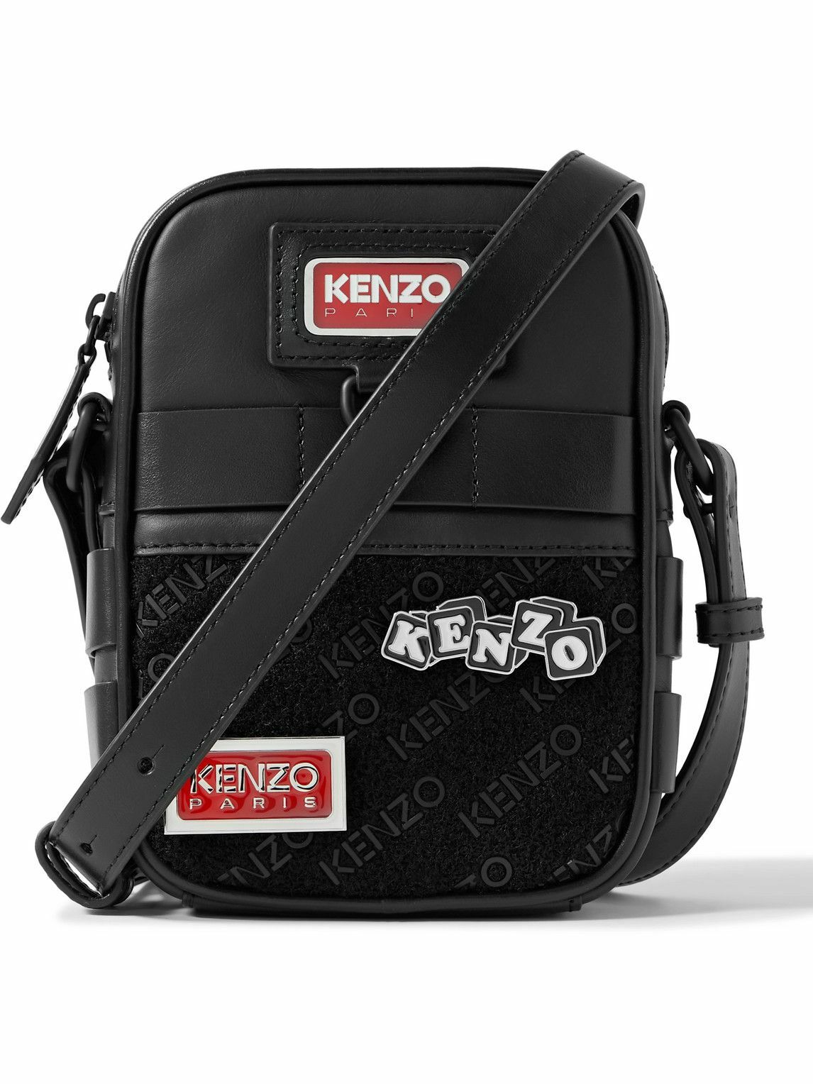 KENZO - Jungle Logo-Appliquéd Leather Messenger Bag Kenzo