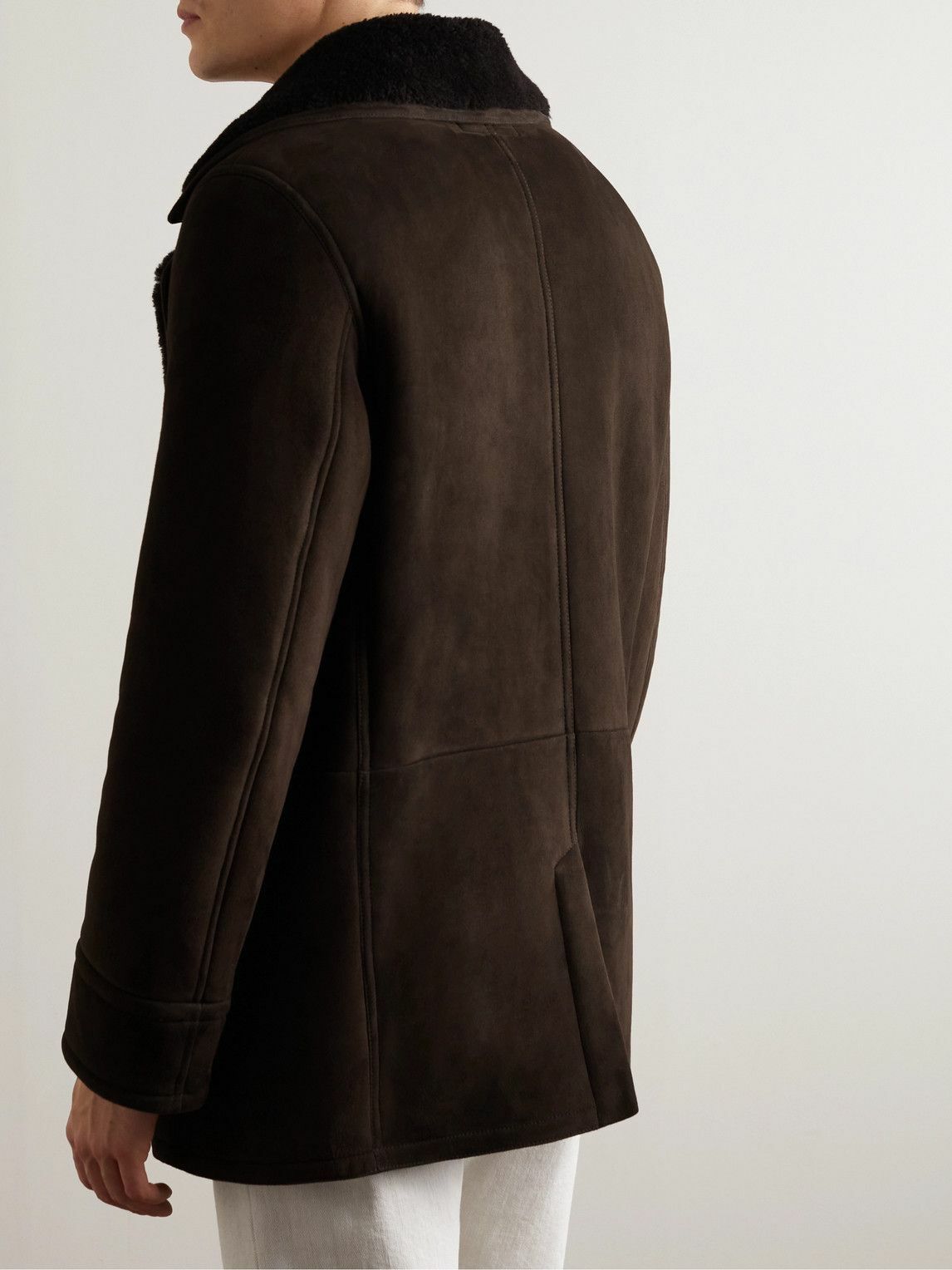 Ralph Lauren Purple label - Double-Breasted Shearling Coat - Brown ...