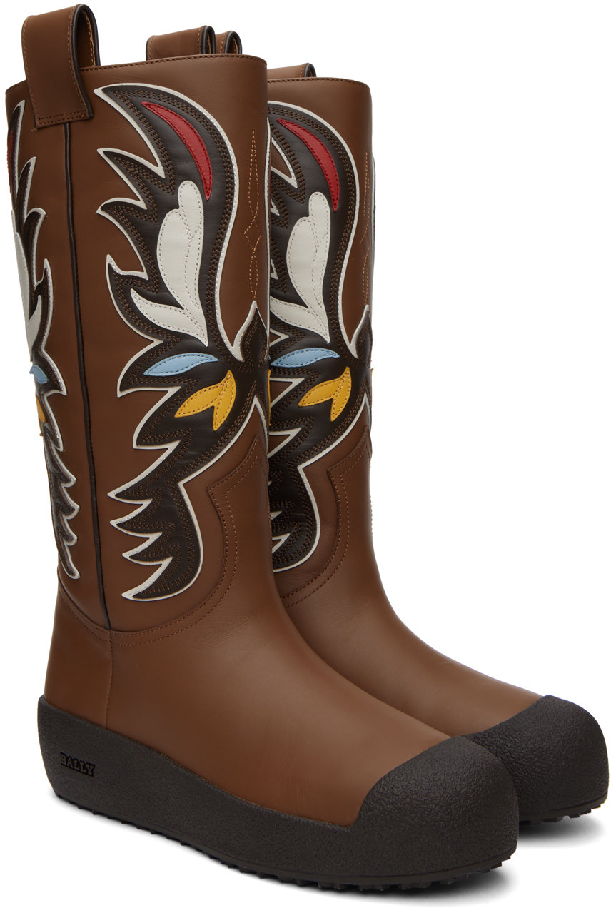 Bally Brown Bally Curling Chambery Combat Boots Bally