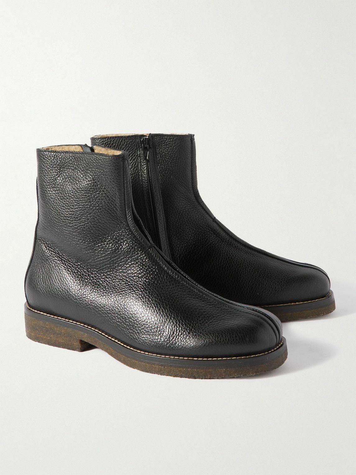 Lemaire - Shearling-Lined Full-Grain Leather Boots - Black Lemaire