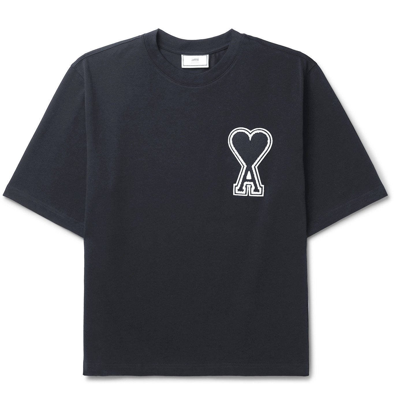 AMI - Logo-Appliquéd Cotton-Jersey T-Shirt - Black AMI