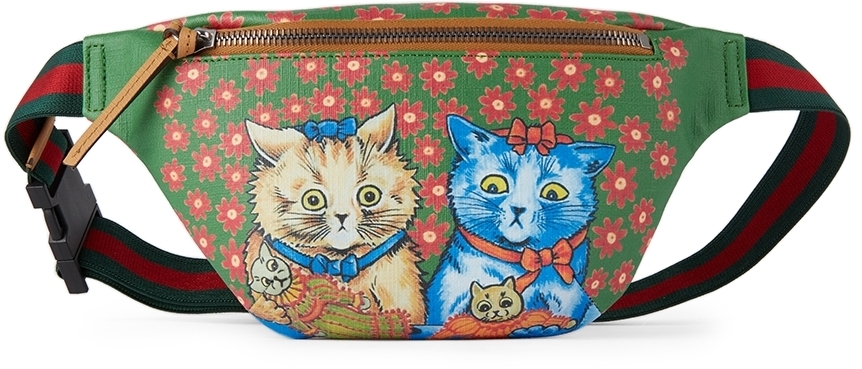 Gucci Kids Green Cat Print Belt Bag Gucci