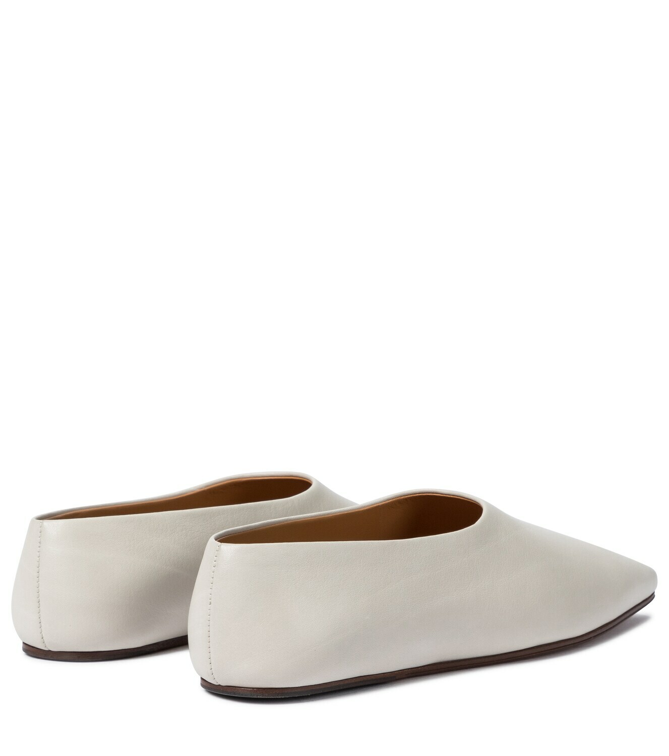The Row - Square Toe leather ballet flats The Row