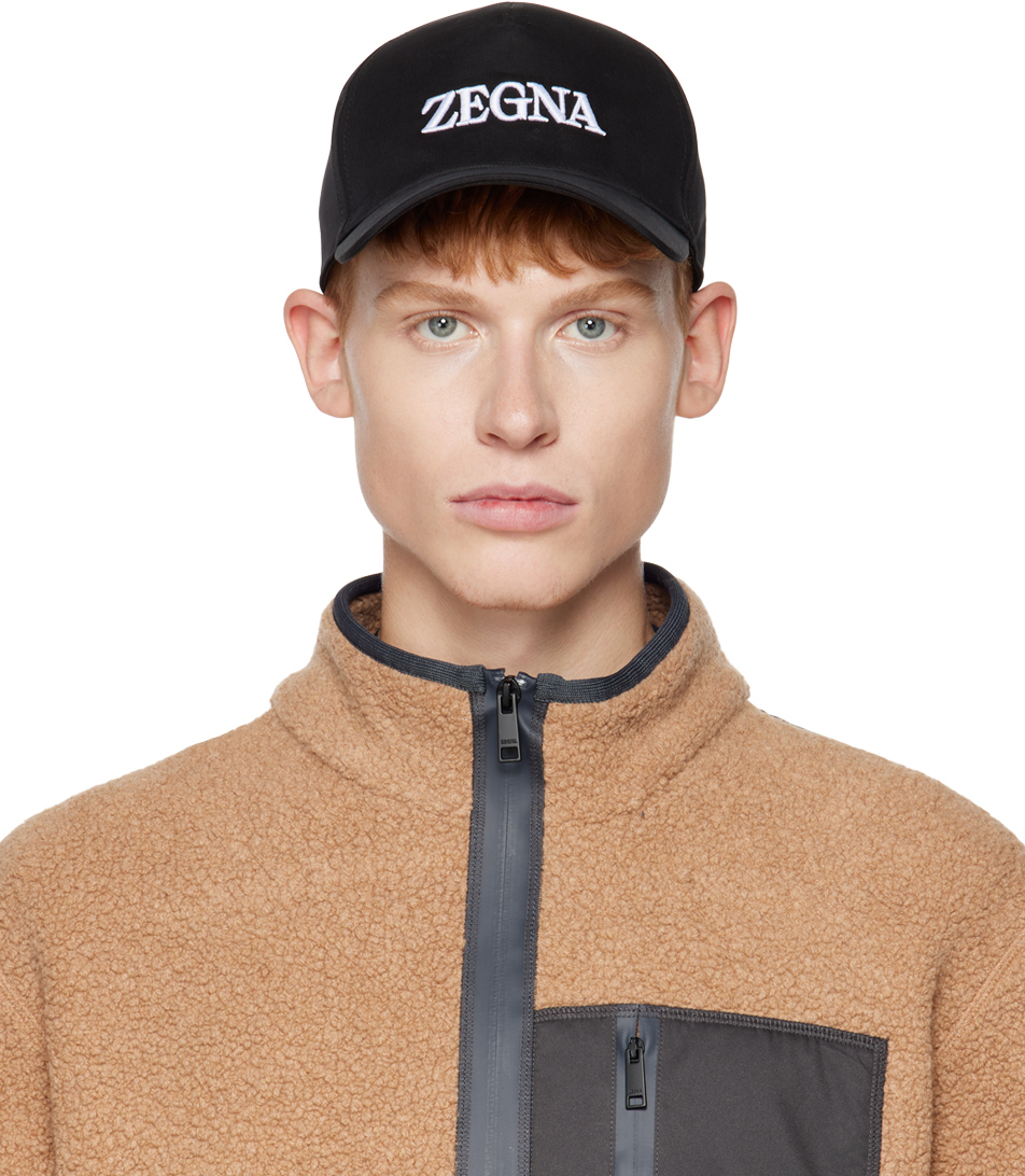 ZEGNA Black Embroidered Cap Zegna