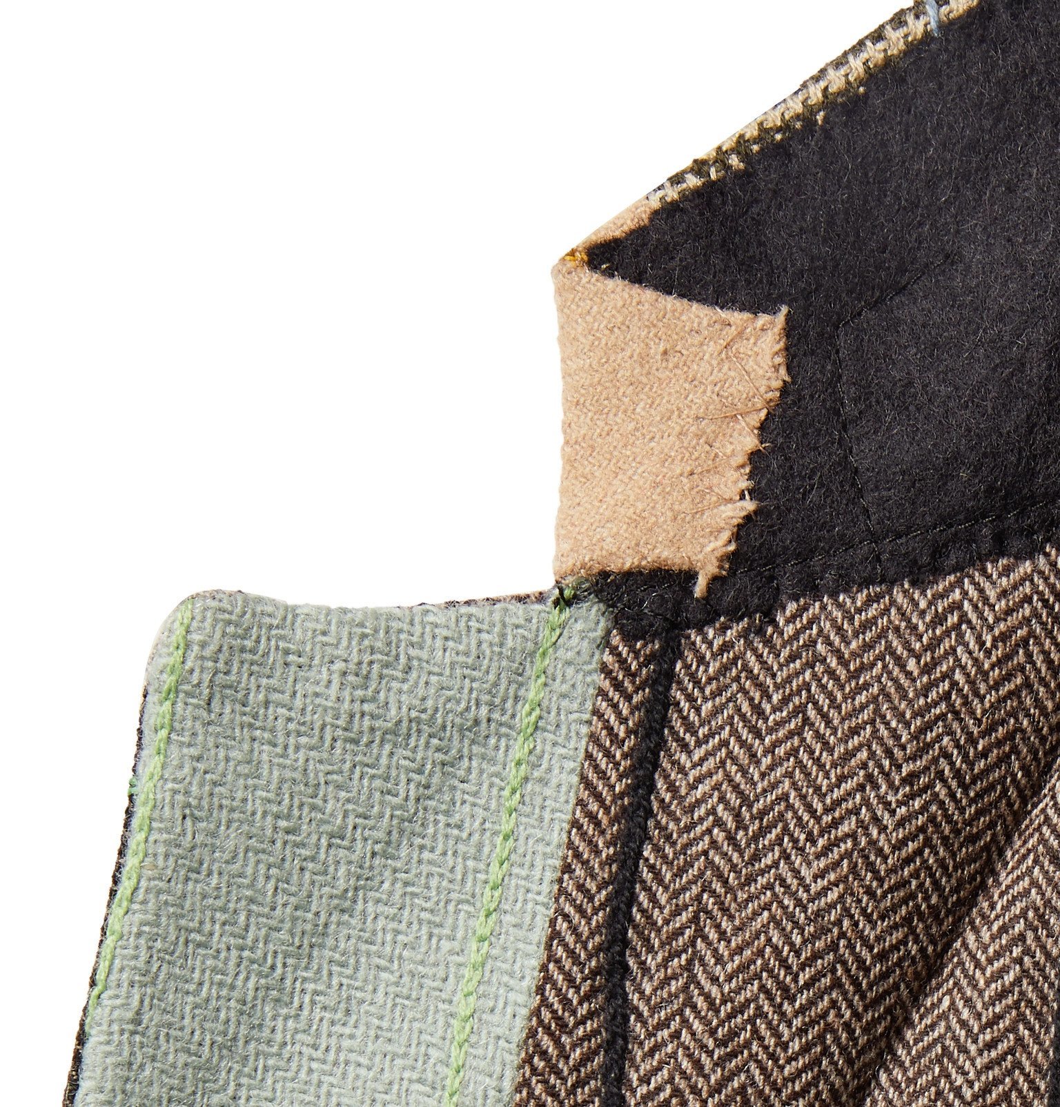 BODE - Embroidered Patchwork Wool Blazer - Brown Bode