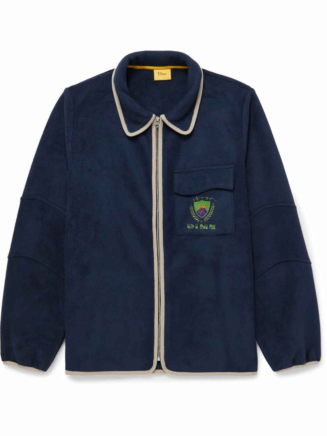 DIME - Crest Logo-Embroidered Fleece Jacket - Blue Dime