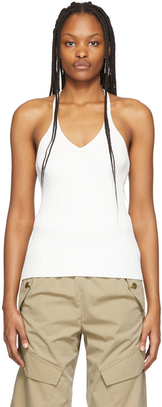 Helmut Lang White Rib Tank Top Helmut Lang