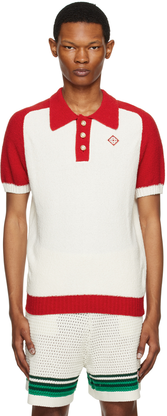 Casablanca White & Red Raglan Polo Casablanca