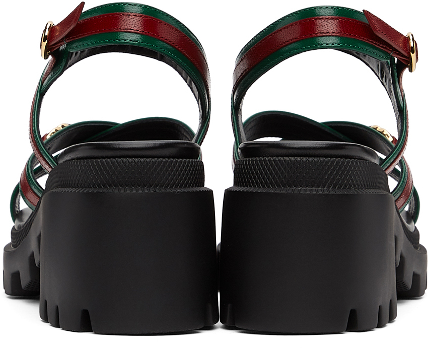 Gucci Green & Red Lug Sole Heeled Sandals Gucci
