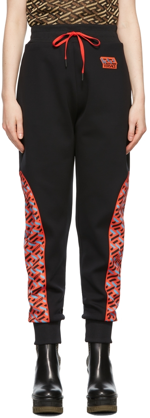 Versace Underwear Black & Red Greca Signature Accent Lounge Pants ...