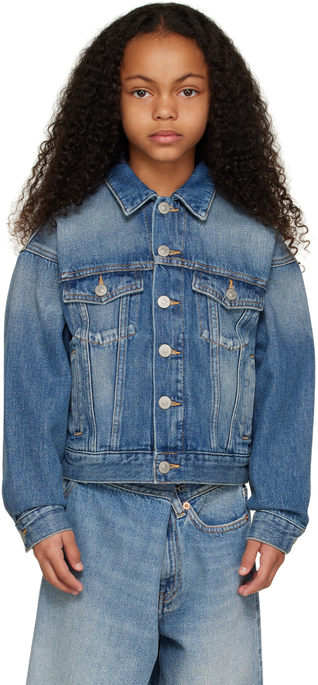 MM6 Maison Margiela Kids Blue Faded Denim Jacket MM6 Maison Margiela