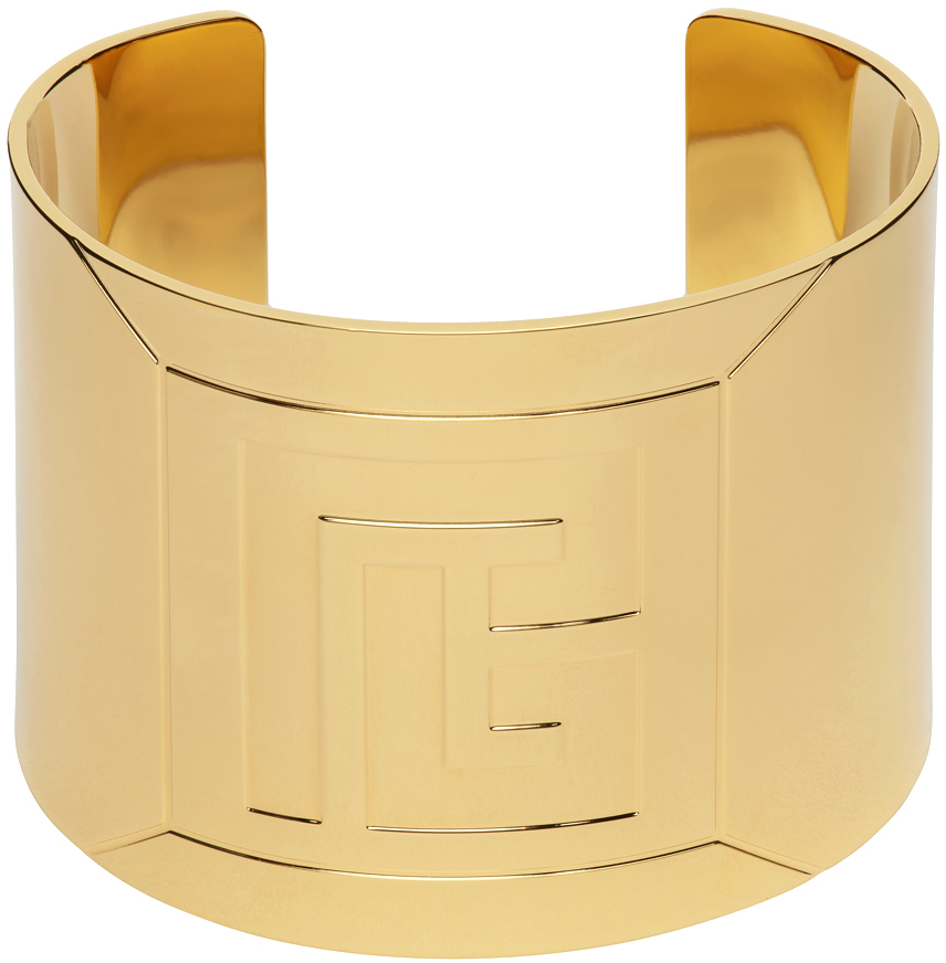 Balmain Gold Tubular Cuff Bracelet Balmain