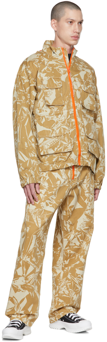 Aries Yellow & Beige Crinkle Camo Cargo Jacket ARIES