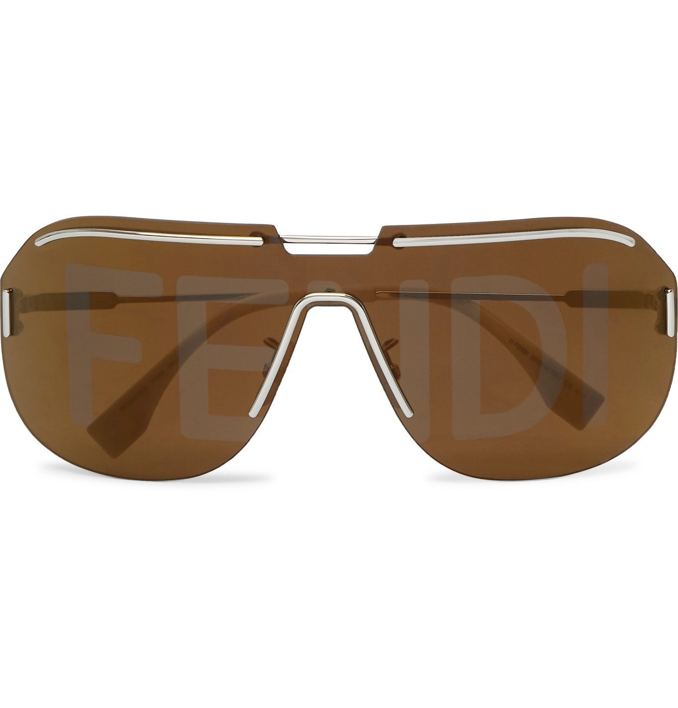 Fendi - D-Frame Logo-Print Acetate and Gold-Tone Sunglasses - Brown Fendi