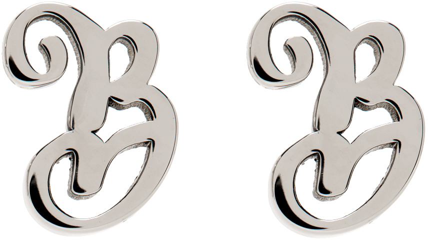 Balenciaga Silver Typo 'B' Earrings Balenciaga