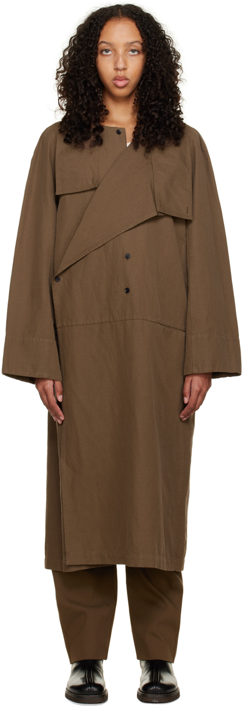 Lemaire Brown Asymmetric Collar Coat Lemaire