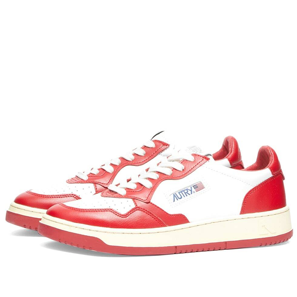 Autry Men's 01 Low Contrast Sneakers in White/Red Autry
