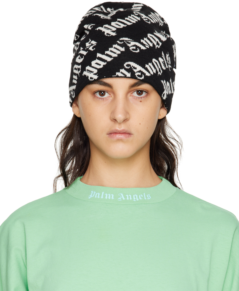 Palm Angels Black Logo Beanie Palm Angels