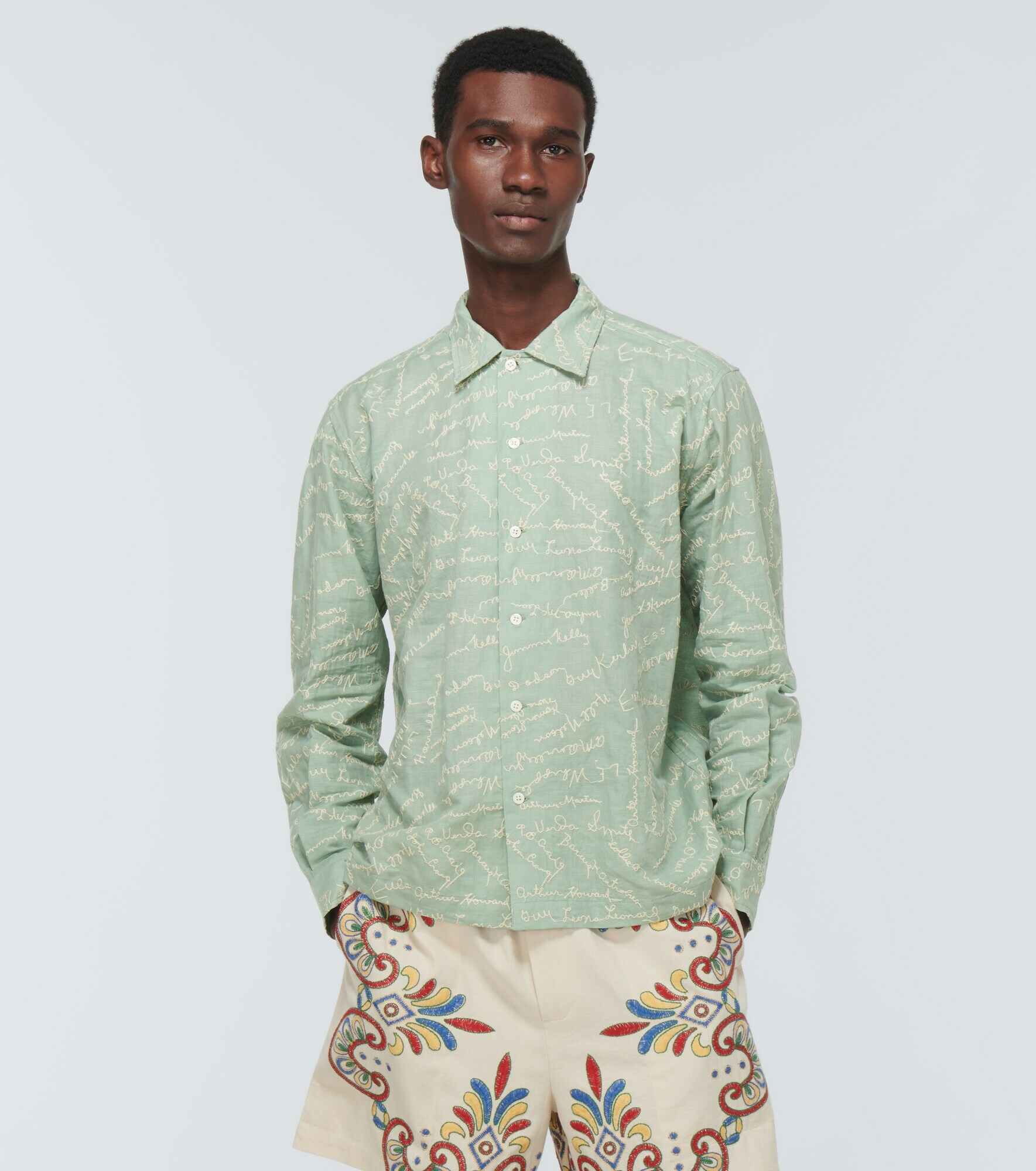 Bode - Powder cotton and linen shirt Bode