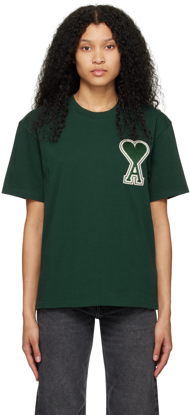 AMI Alexandre Mattiussi Green Patch T-Shirt AMI Alexandre Mattiussi